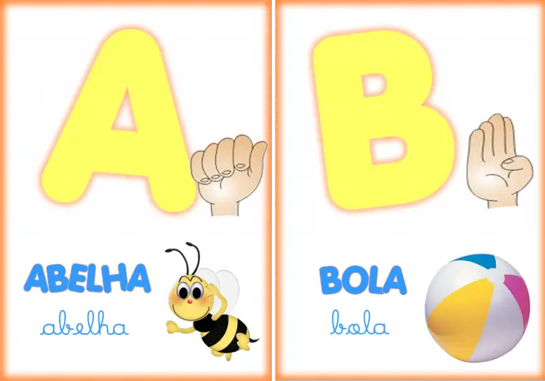 Alfabeto ilustrado em libras para imprimir