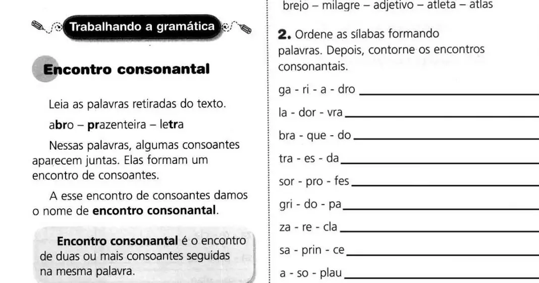 Palavras com Encontro Consonantal